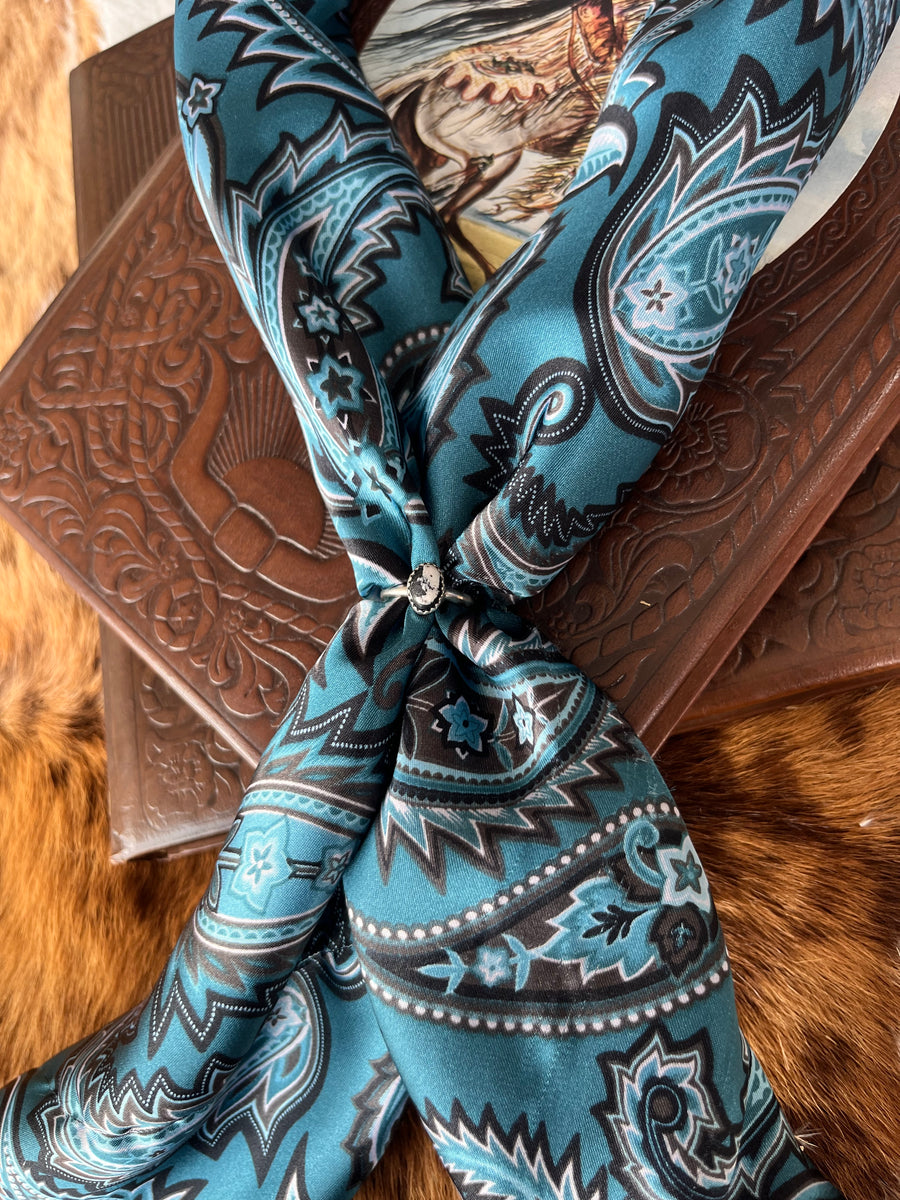 Deep Teal & Black Electric Paisley DS Wild Rag – Daisy If You Do Co.